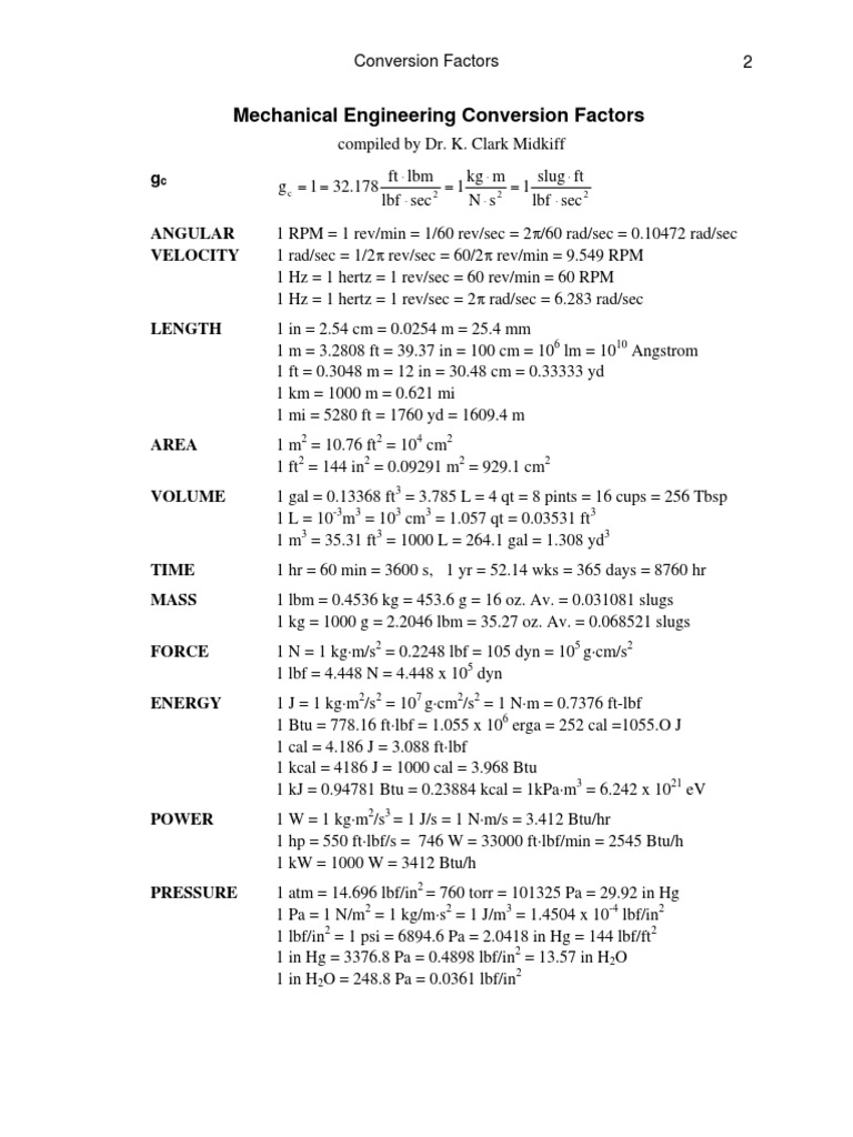 Conversion Factors | PDF
