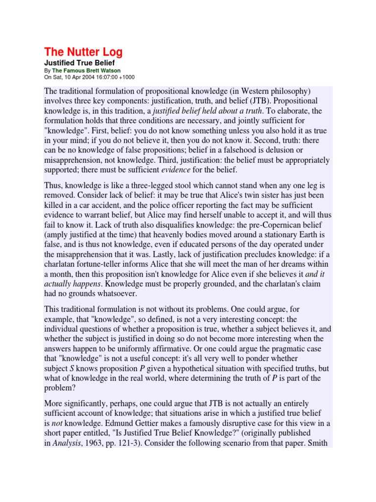 The Gettier Problem | PDF | Epistemology | Theory Of Justification