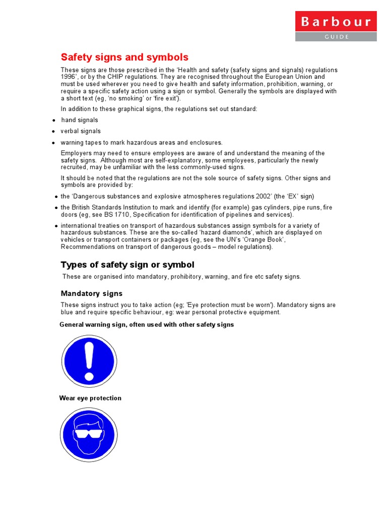 Safety Signs and Symbols: Types of Safety Sign or Symbol | PDF ...