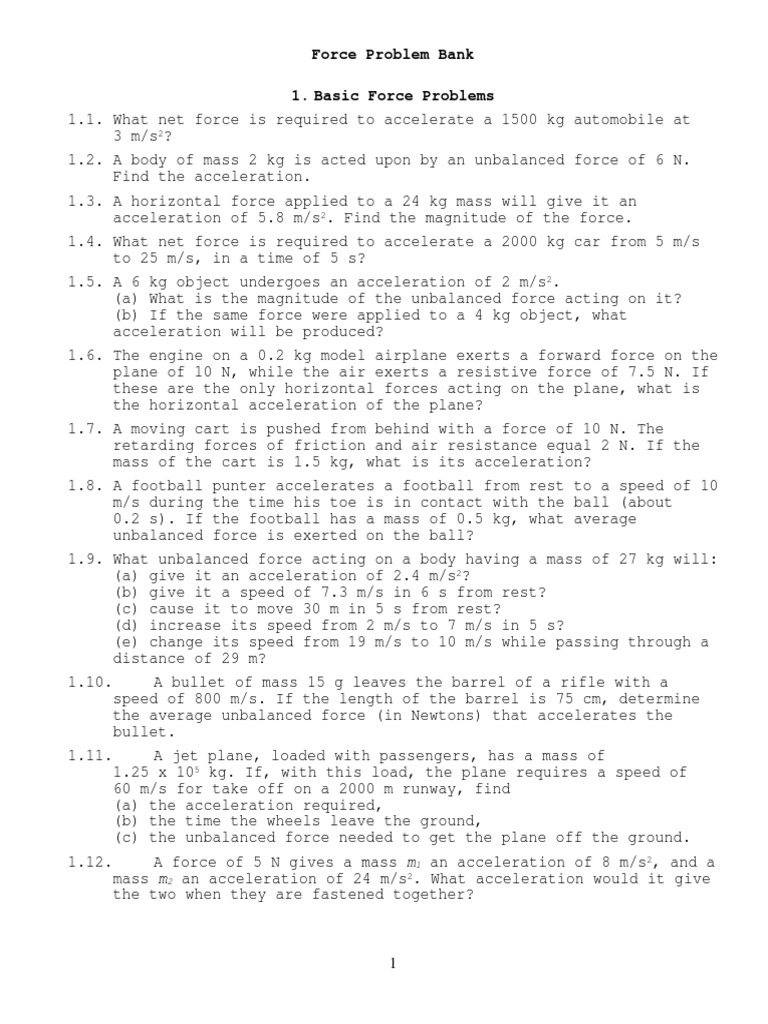 Force Problems and Solutions Guide | PDF | Tension (Physics) | Force