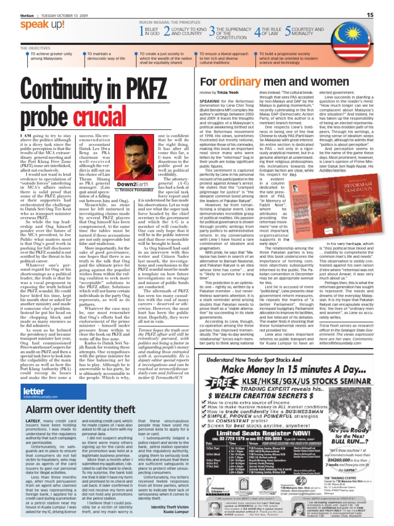 Thesun 2009-10-13 Page15 Continuity in PKFZ Probe Crucial | PDF ...