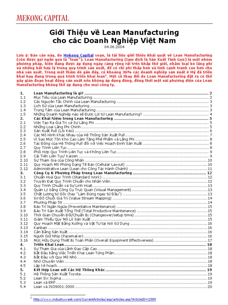 Introduction To Lean Manufacturing - Vietnamese | PDF