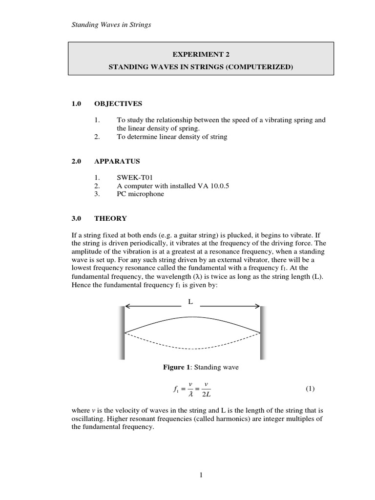 EXP 2 - Standing Waves in Strings | PDF | Waves | Resonance