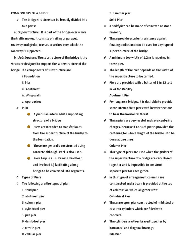 Components of A Bridge | PDF | Deep Foundation | Foundation (Engineering)
