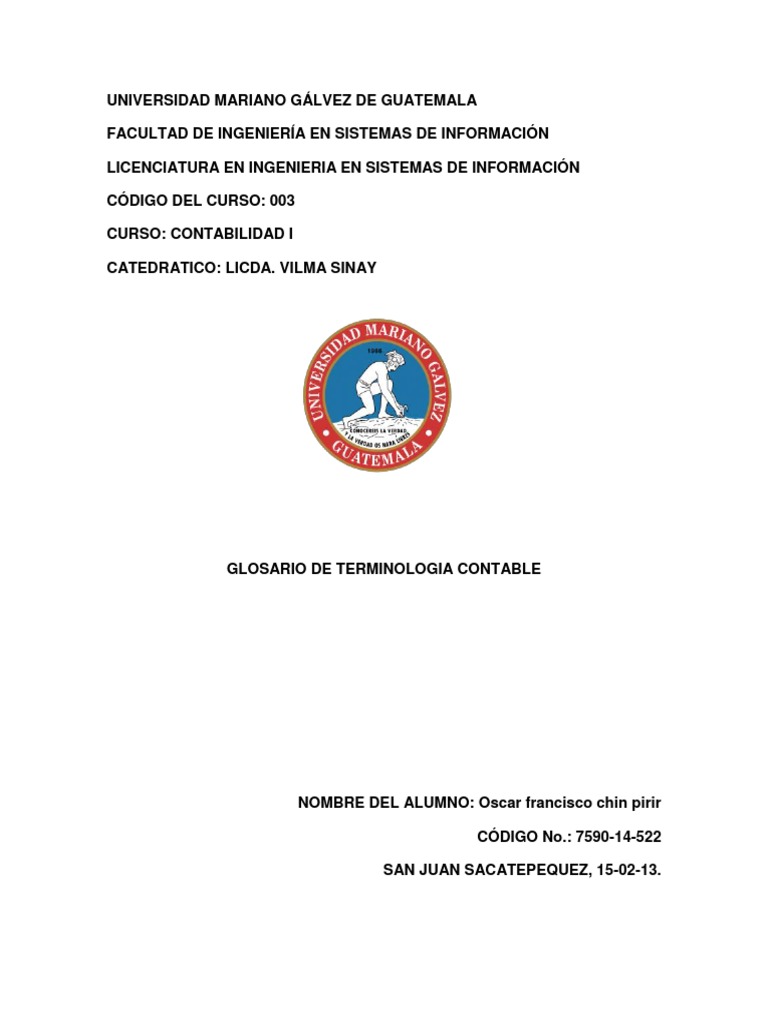 Caratula Conta I | PDF | Hoja de balance | Contabilidad