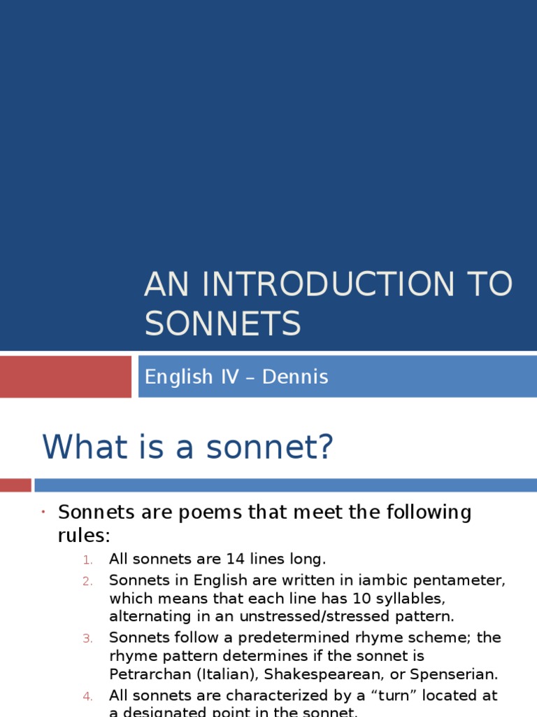 An Introduction To Sonnets | PDF | Sonnets | Poetic Form