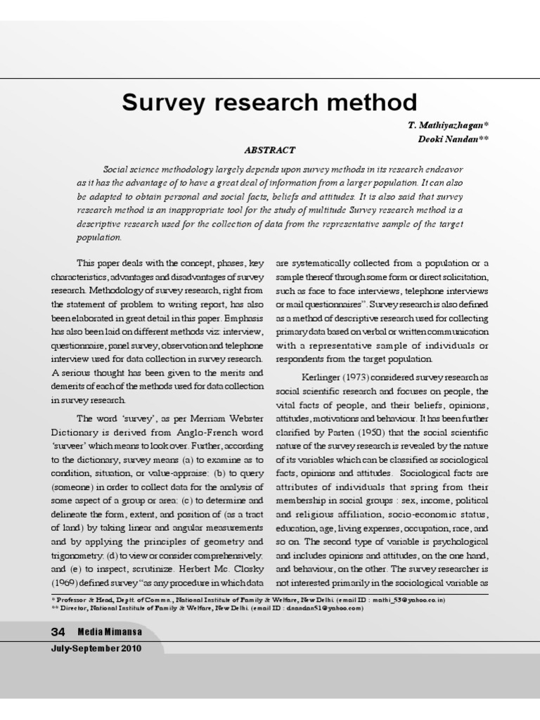 Survey Research Method Journal | PDF | Survey Methodology | Dependent ...