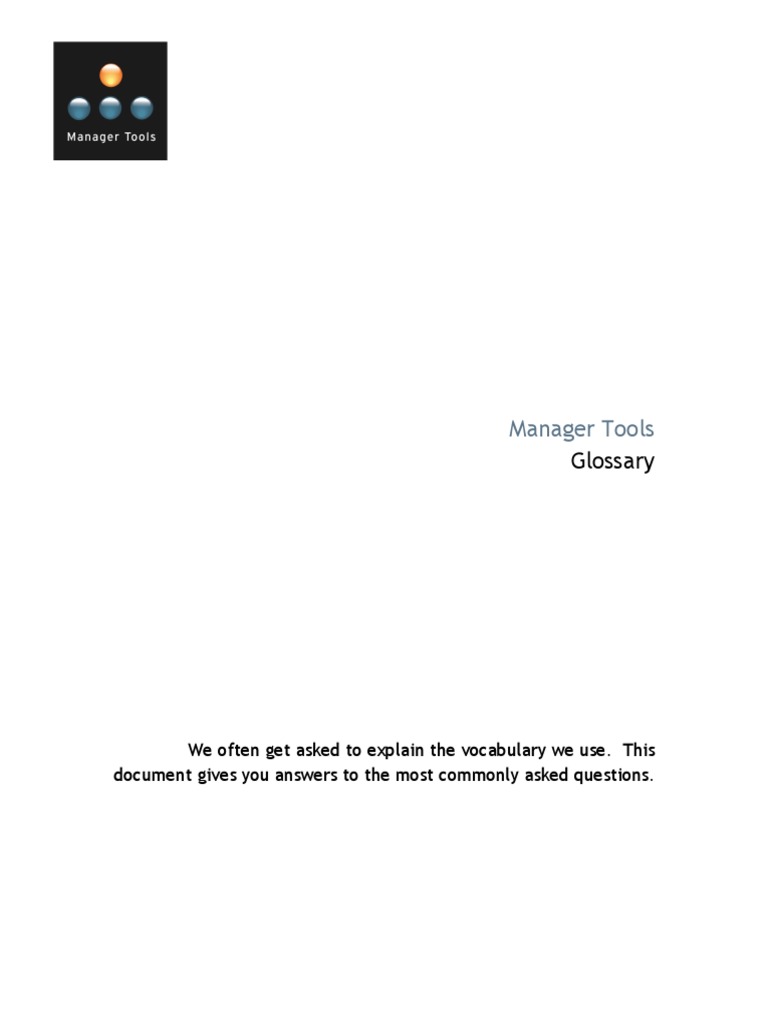 Manager Tools Glossary | PDF