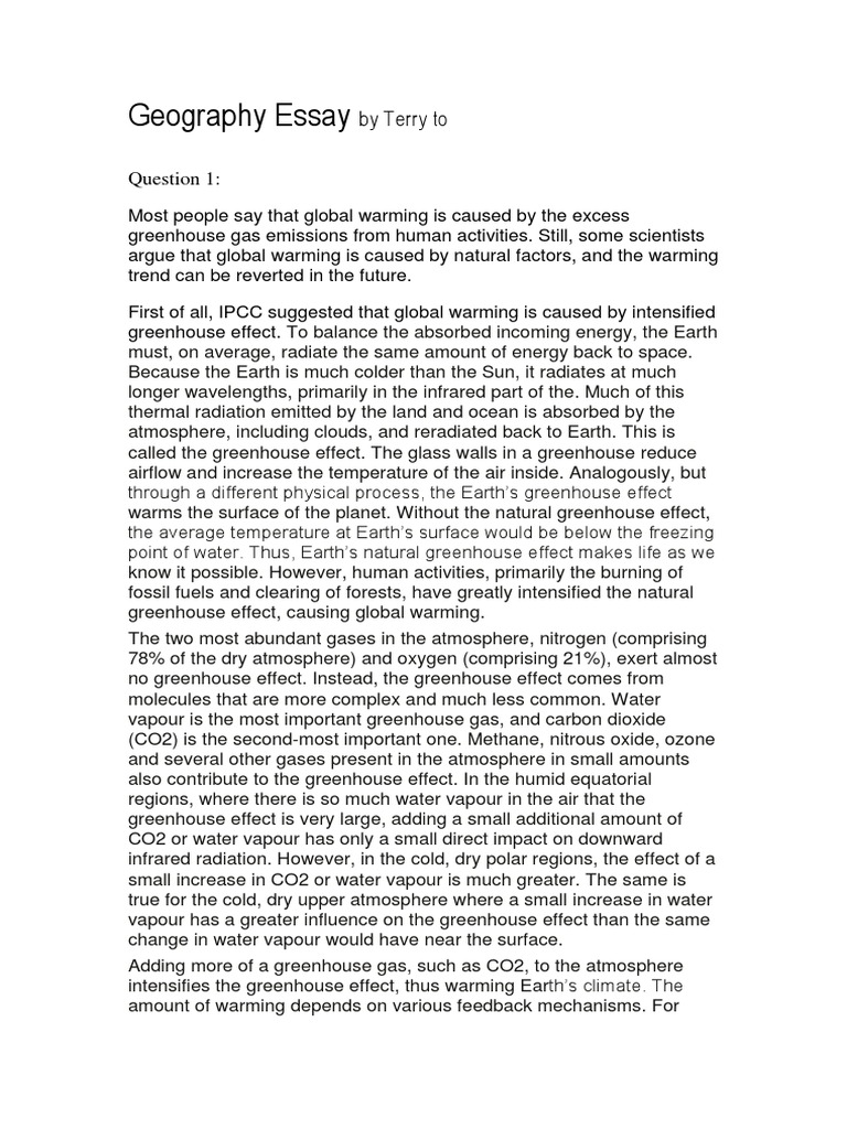 Geography Essay | PDF | Greenhouse Effect | Global Warming