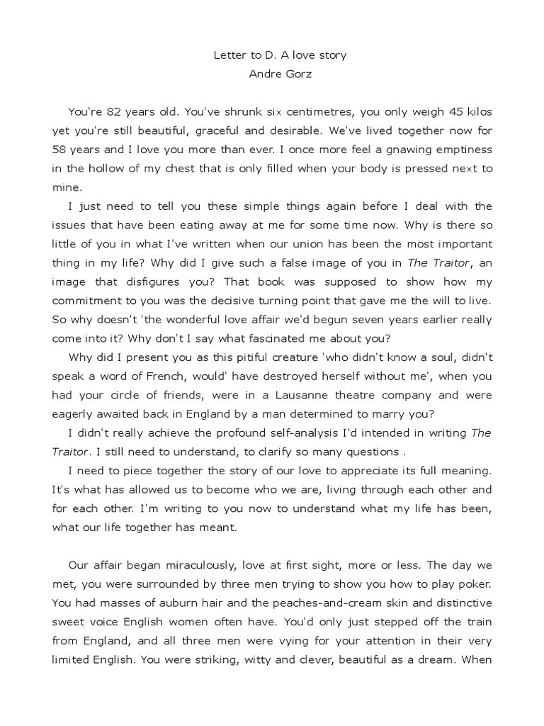 Andre Gorz Letter To D | PDF