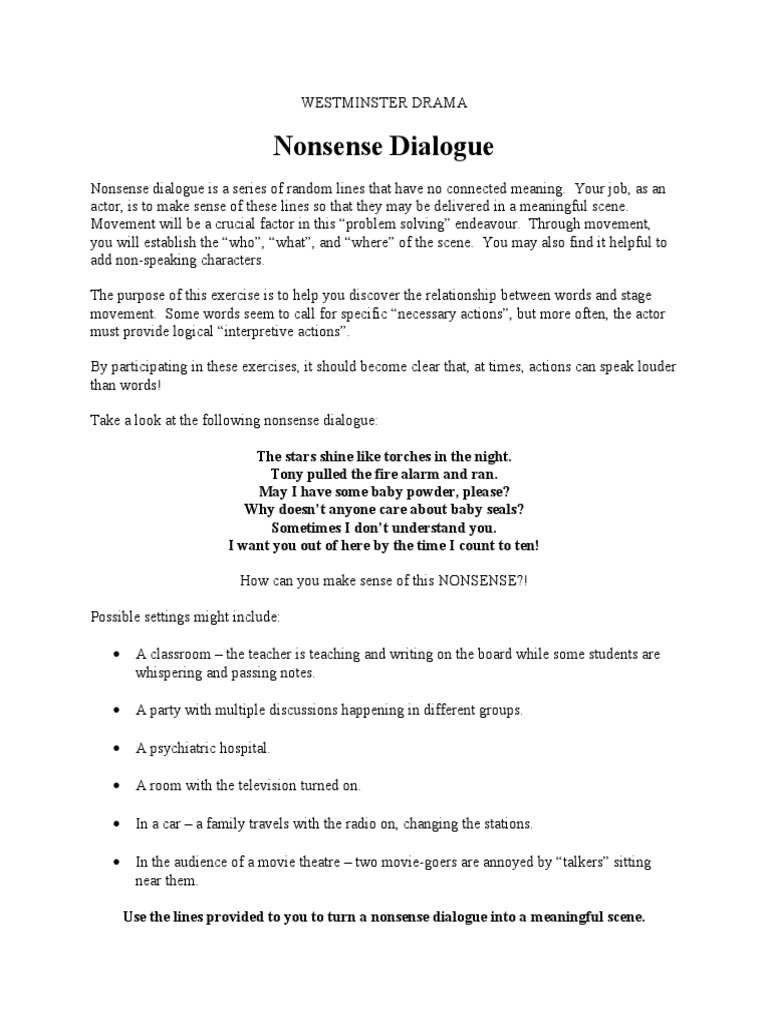 Actors' Guide to Nonsense Dialogue | PDF