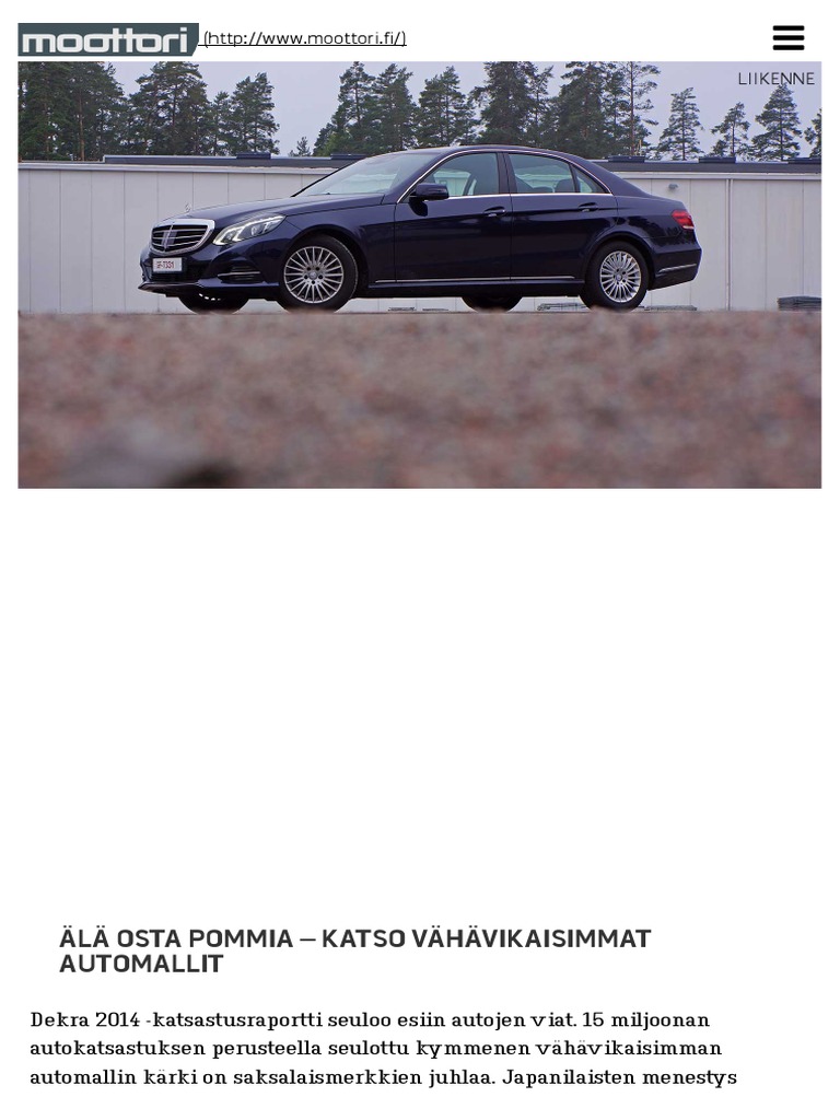 Älä Osta Pommia - Katso Vähävikaisimmat Automallit - Moottori | PDF