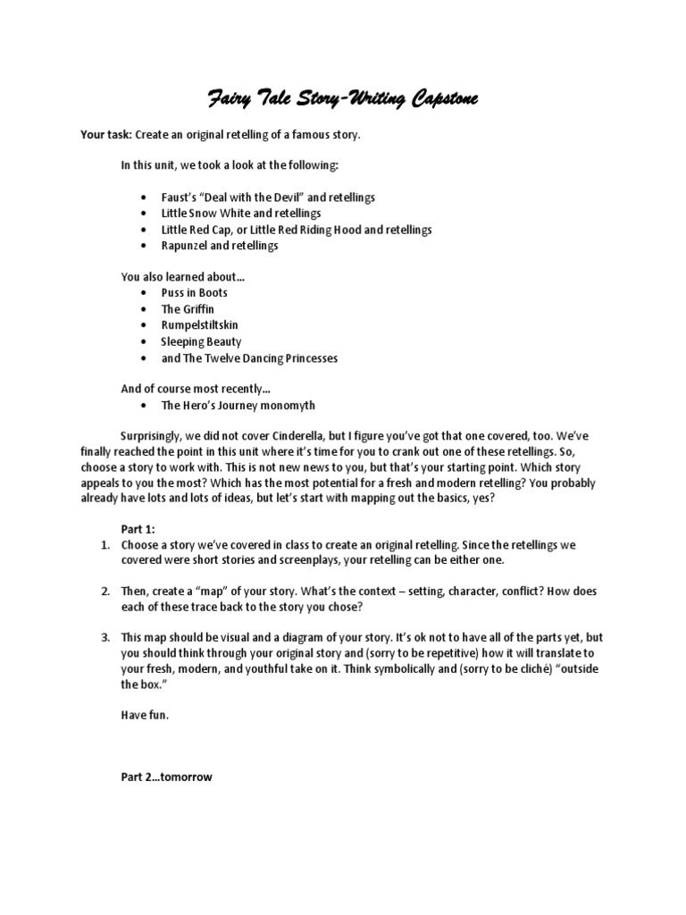 Fairy Tale Retelling Project Guide | PDF