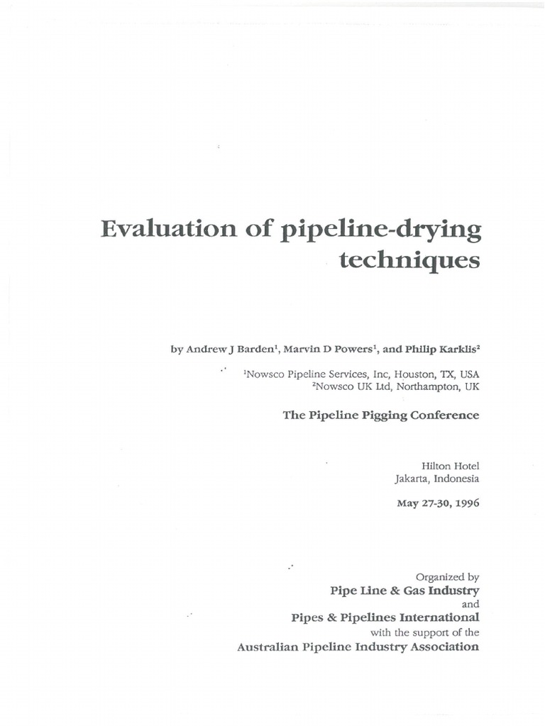 Pipeline Drying Techniques | PDF