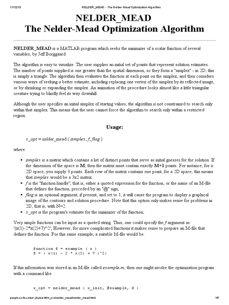 An Overview of the Nelder-Mead Optimization Algorithm and its ...