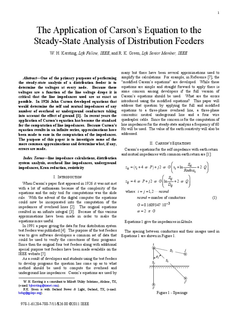 The Application of Carson's Equation to the Analysis of Distribution ...