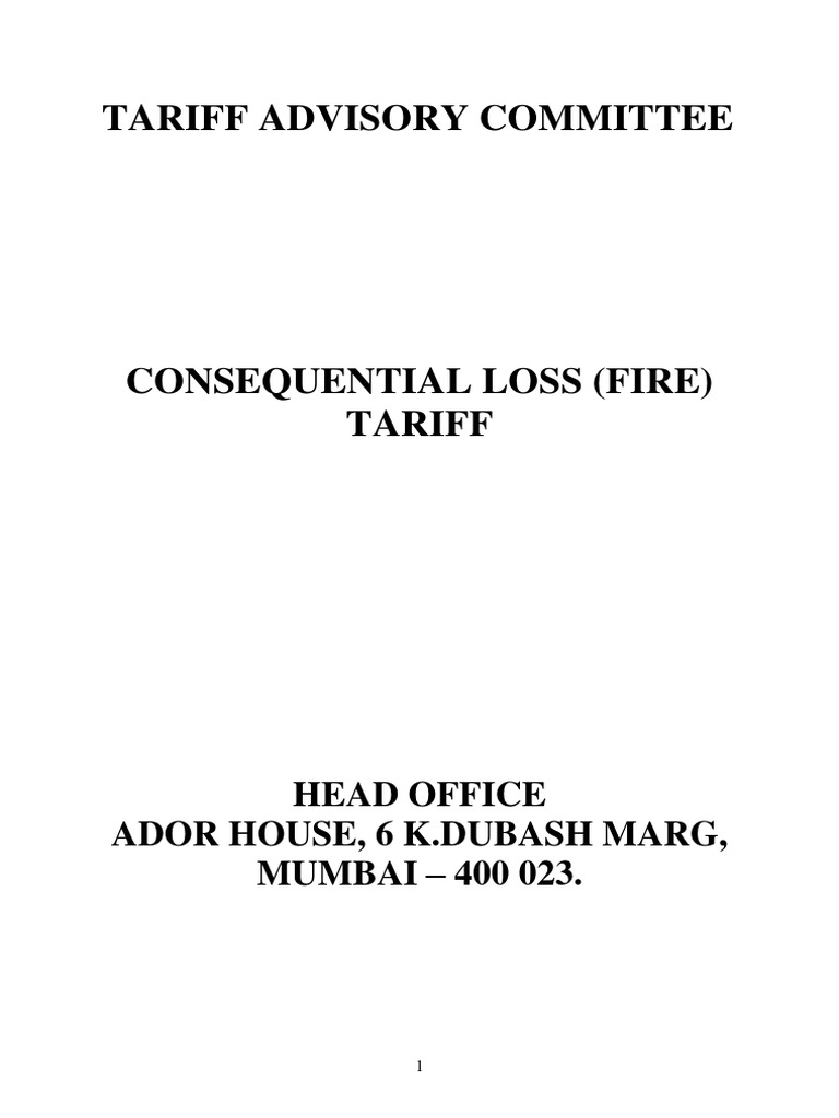 Fire FLOP Tariff | PDF | Indemnity | Insurance