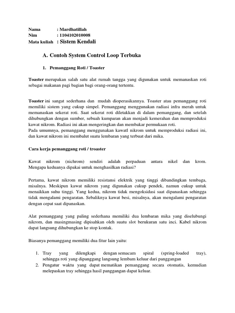 Contoh System Control Loop Terbuka | PDF | Sains & Matematika