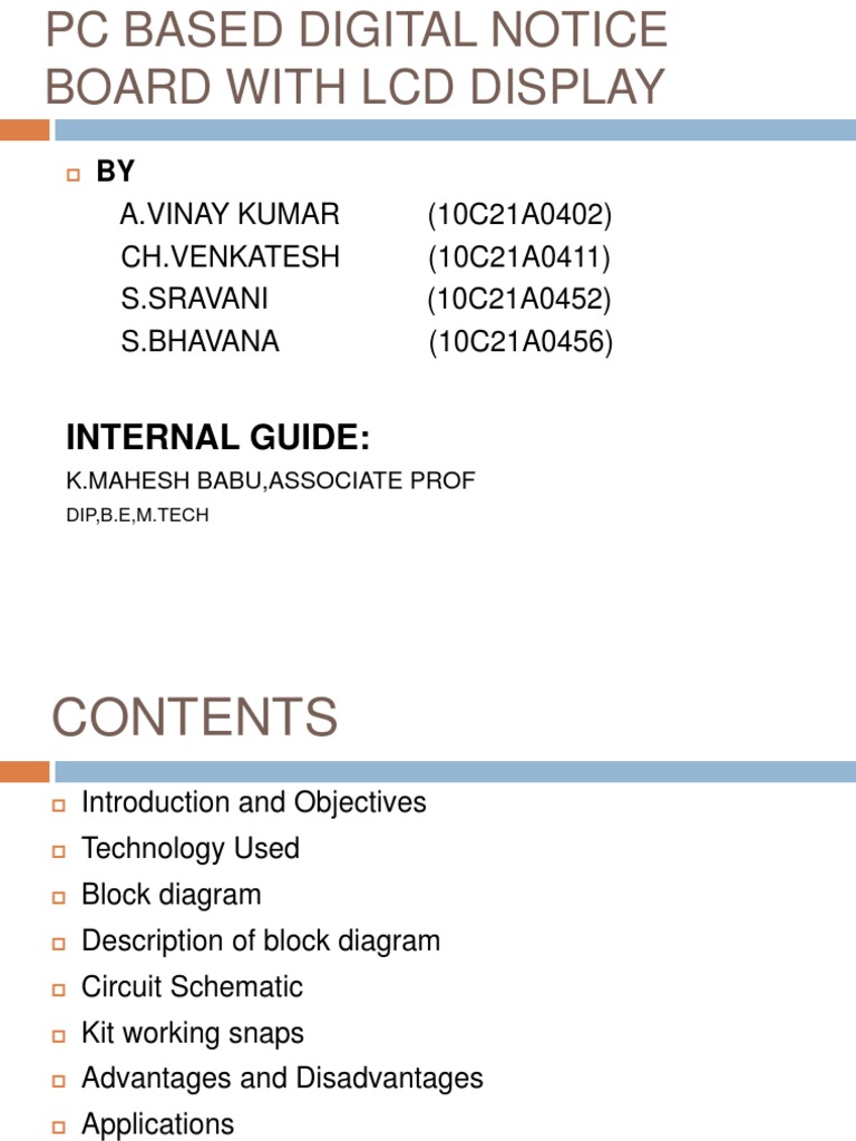 PC Based Notice Board With LCD Display | PDF | Personal Computers ...