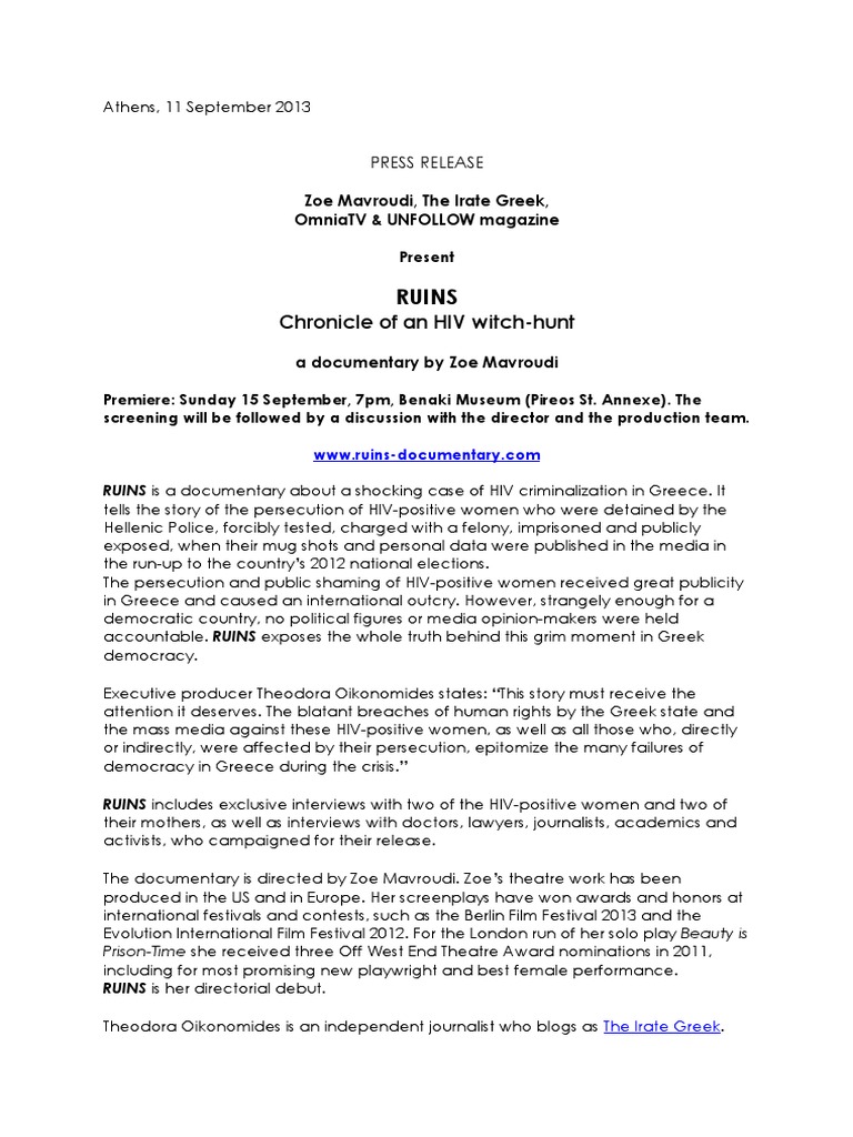 RUINS: Documentary on HIV Criminalization | PDF | Public Sphere