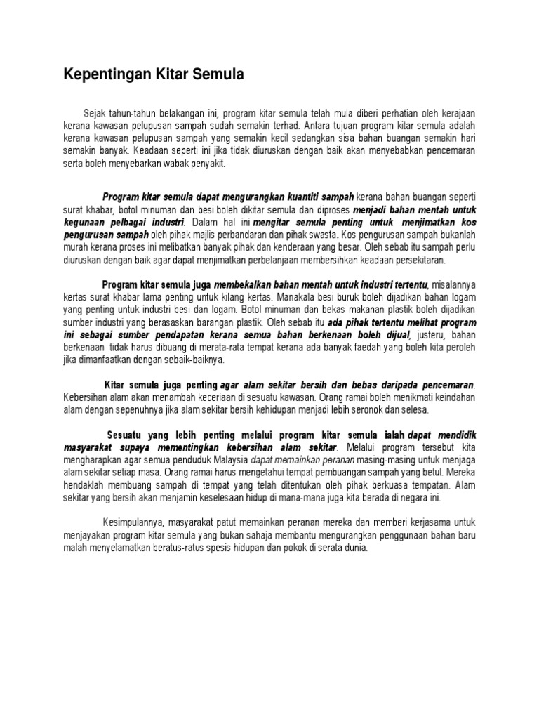 Kepentingan Kitar Semula | PDF