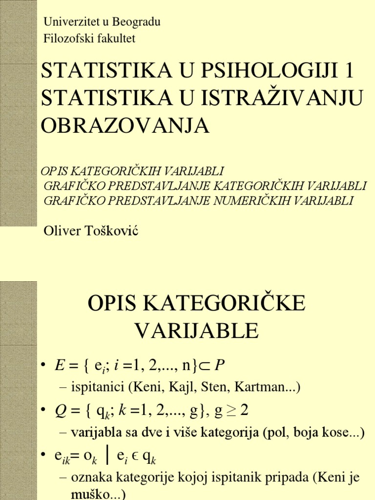 Opis Kategoricke Varijable | PDF