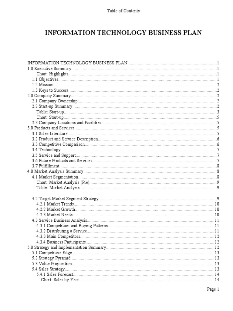IT Business Plan Overview and Analysis | PDF | Market Analysis ...