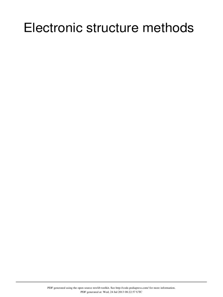 Electronic Structure Methods | PDF | Electron Configuration | Atomic ...