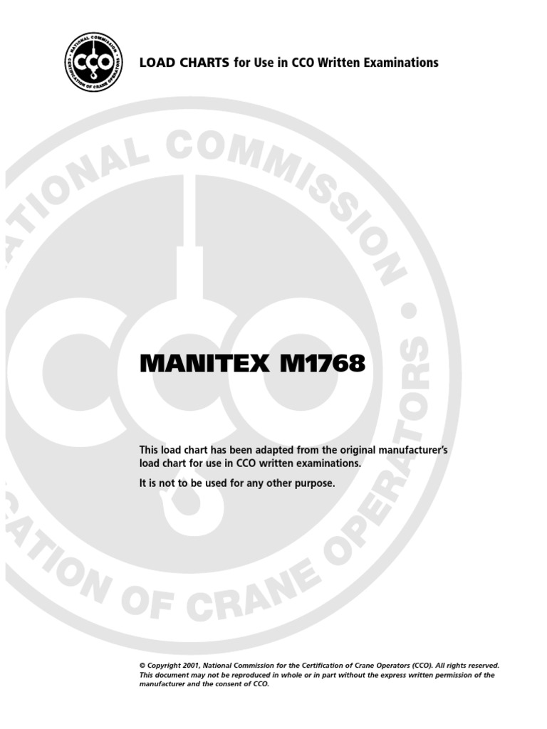 Manitex M1768: LOAD CHARTS For Use in CCO Written Examinations | PDF