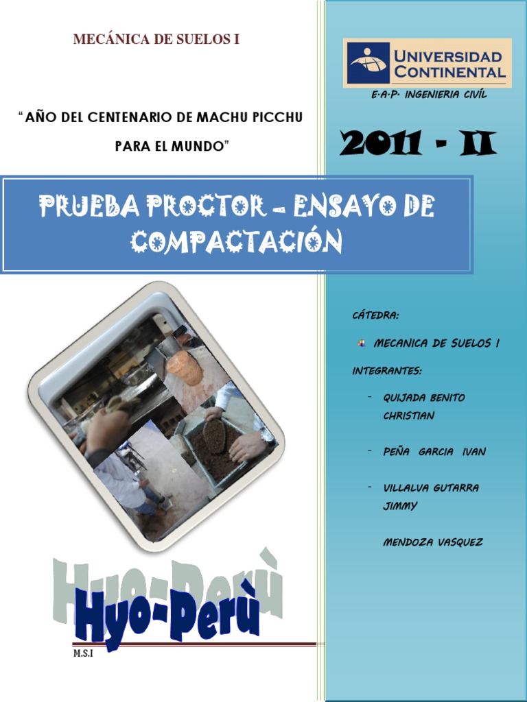 Mecanica de suelos - prueba proctor ensayo de compactación | Mecánica ...