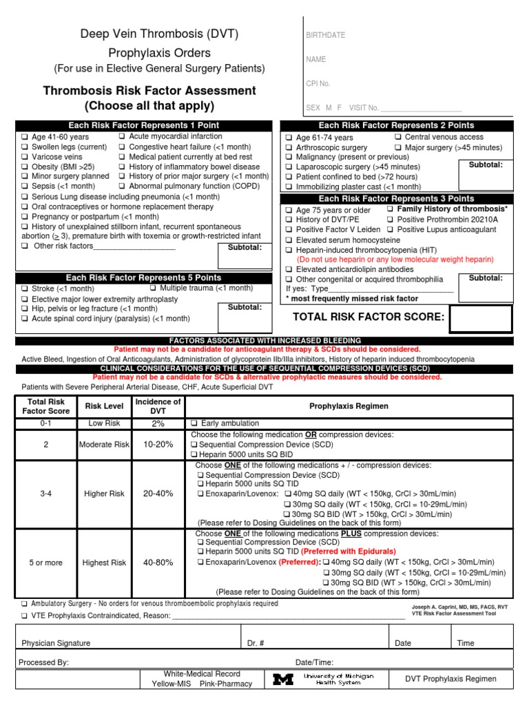 VTE Risk Assessment | Thrombosis | Medicine
