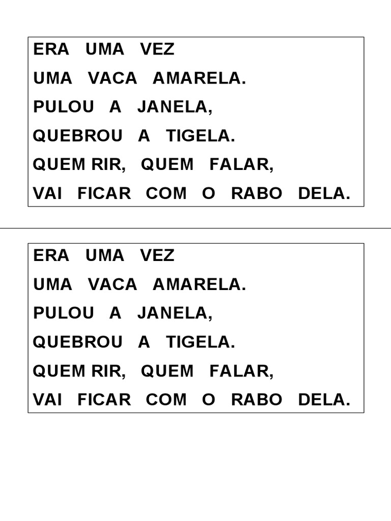 Uma história rima sobre uma vaca amarela | PDF