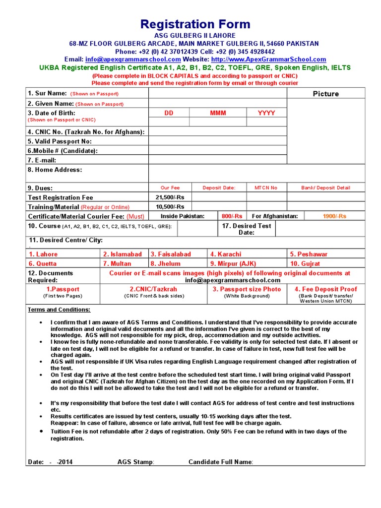 AGS Online Registration Form | PDF