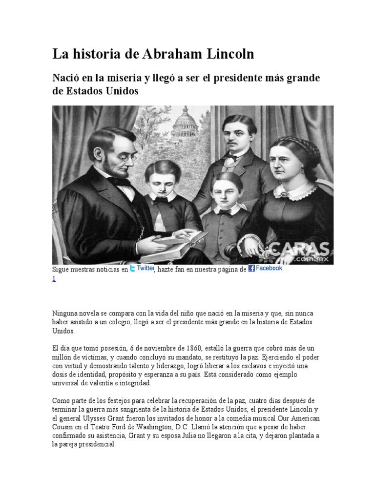 La Historia de Abraham Lincoln | PDF | Abraham Lincoln | Sicología