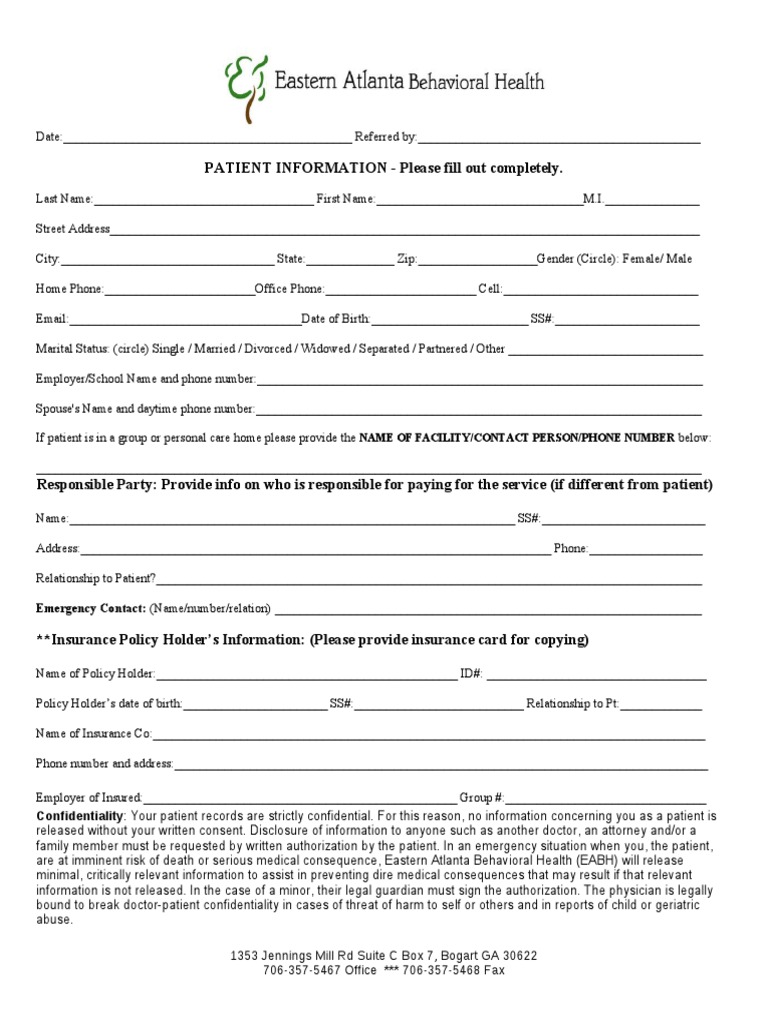 Patient Registration and Policies Form | PDF | Career & Growth | Business
