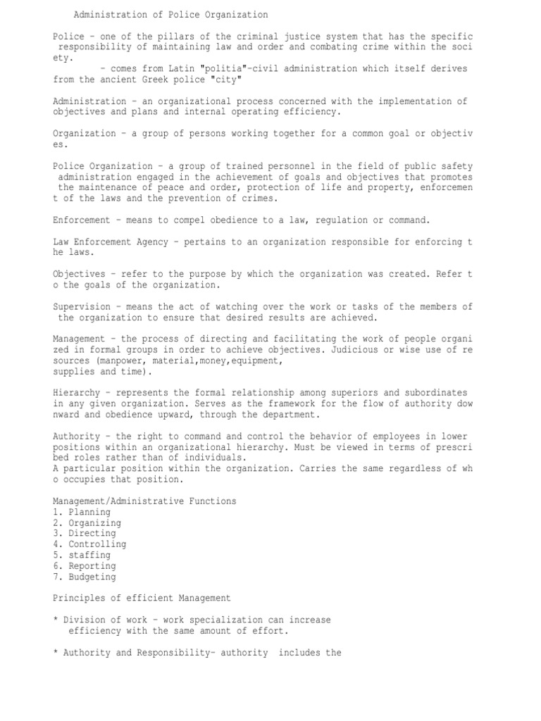 Administration of Police Organization :) | PDF | Business