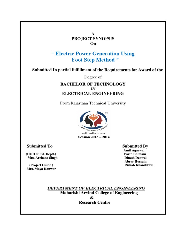 Electrical Power Generation Using Foot Step Method | PDF | Power ...