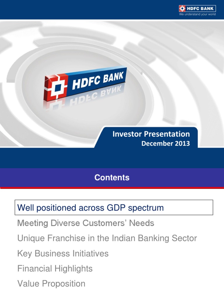 Project On HDFC Bank | Financial Markets | Banks