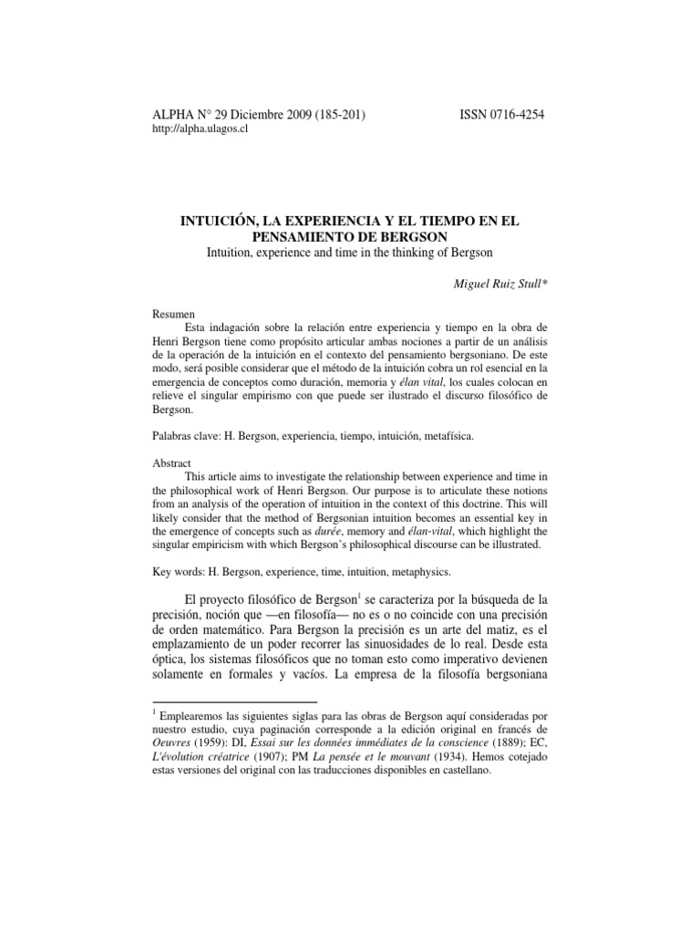 Intuición y tiempo en Bergson | PDF | Filosofía