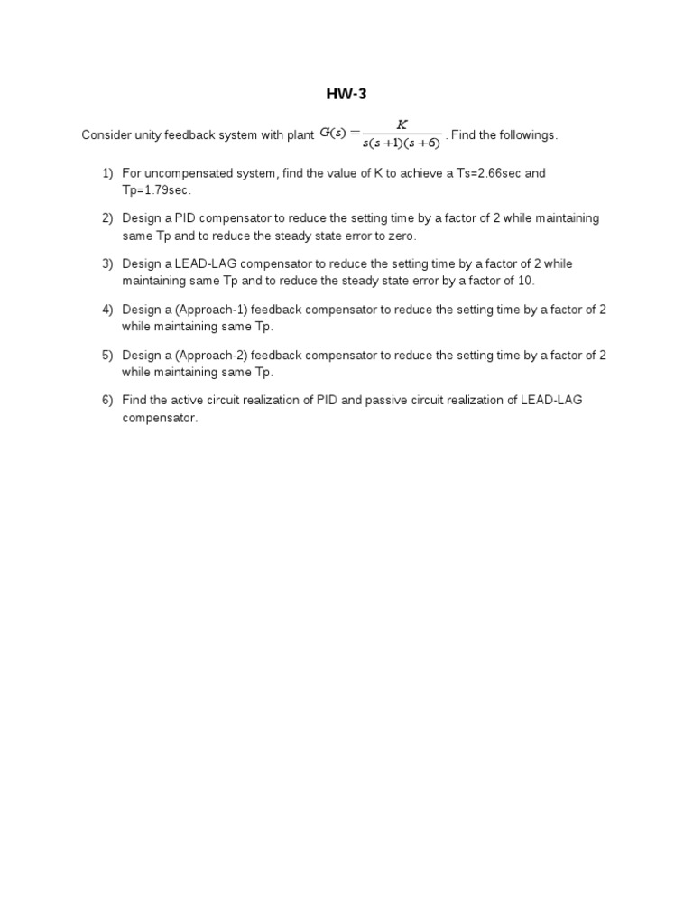 PID and Compensator Design for Control Systems | PDF
