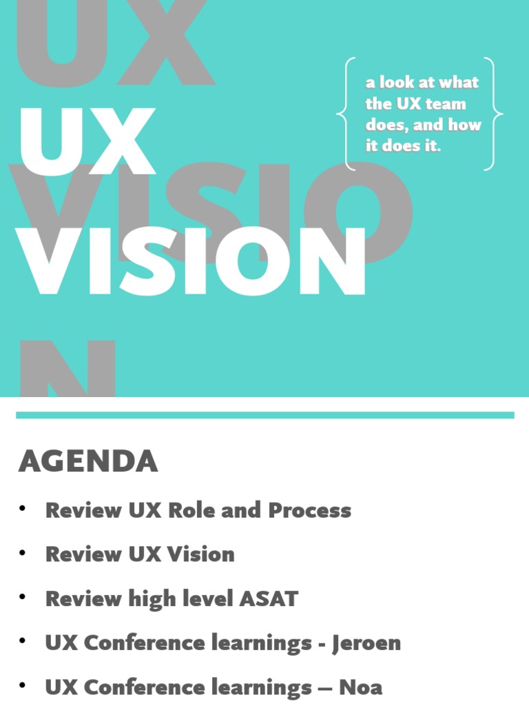 UX Vision: A Look at What The UX Team Does, and How It Does It | PDF ...