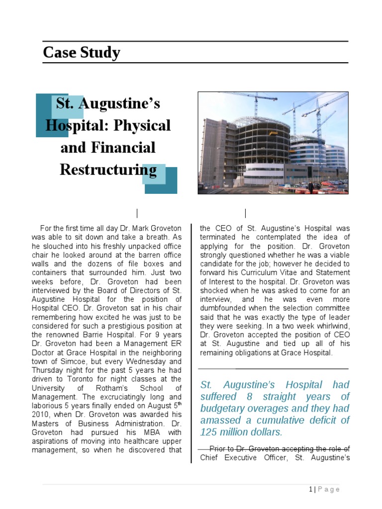 Case Study St. Augustine's Hospital: Physical and Financial ...