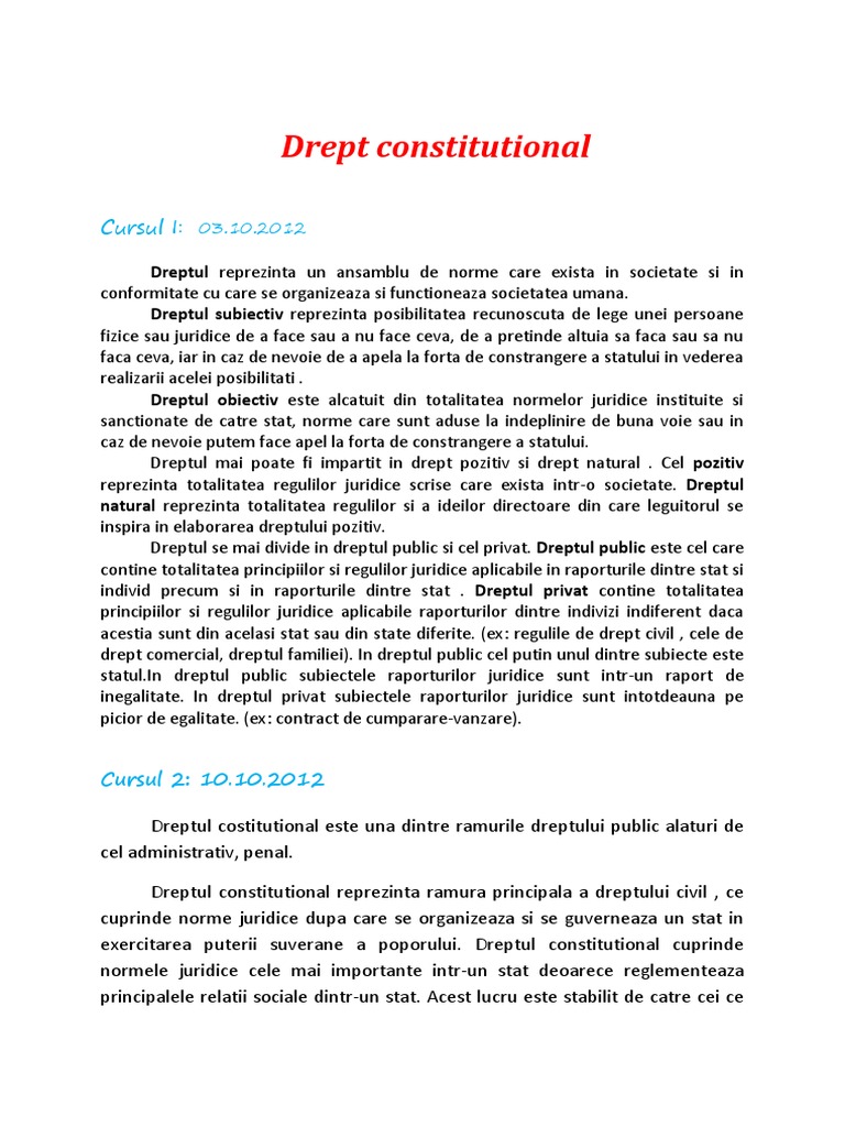 Drept Constitutional | PDF