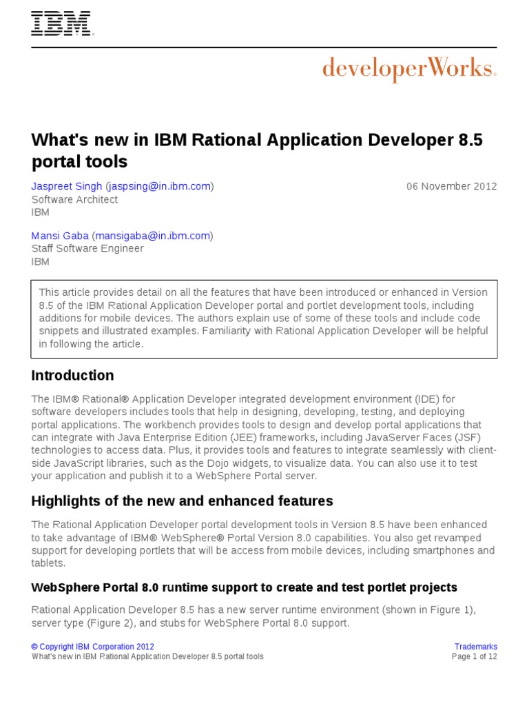 New Rational Application Developer Portal Tools PDF | PDF | Java Server Faces | Java Server Pages