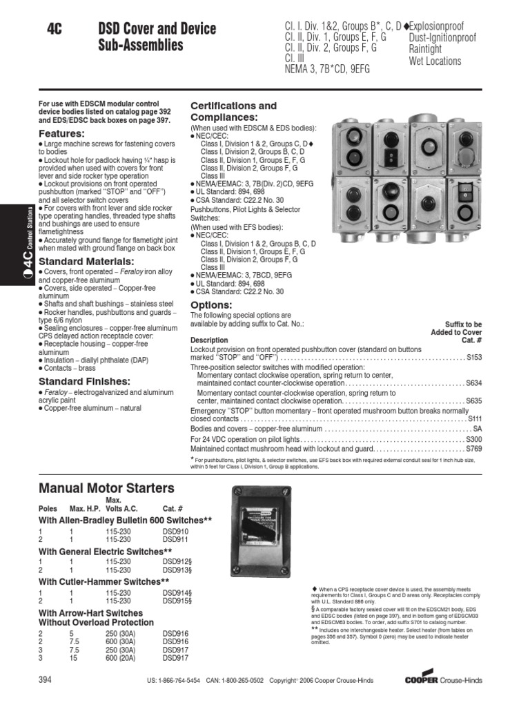 4C DSD Cover and Device Sub-Assemblies: Manual Motor Starters | PDF ...
