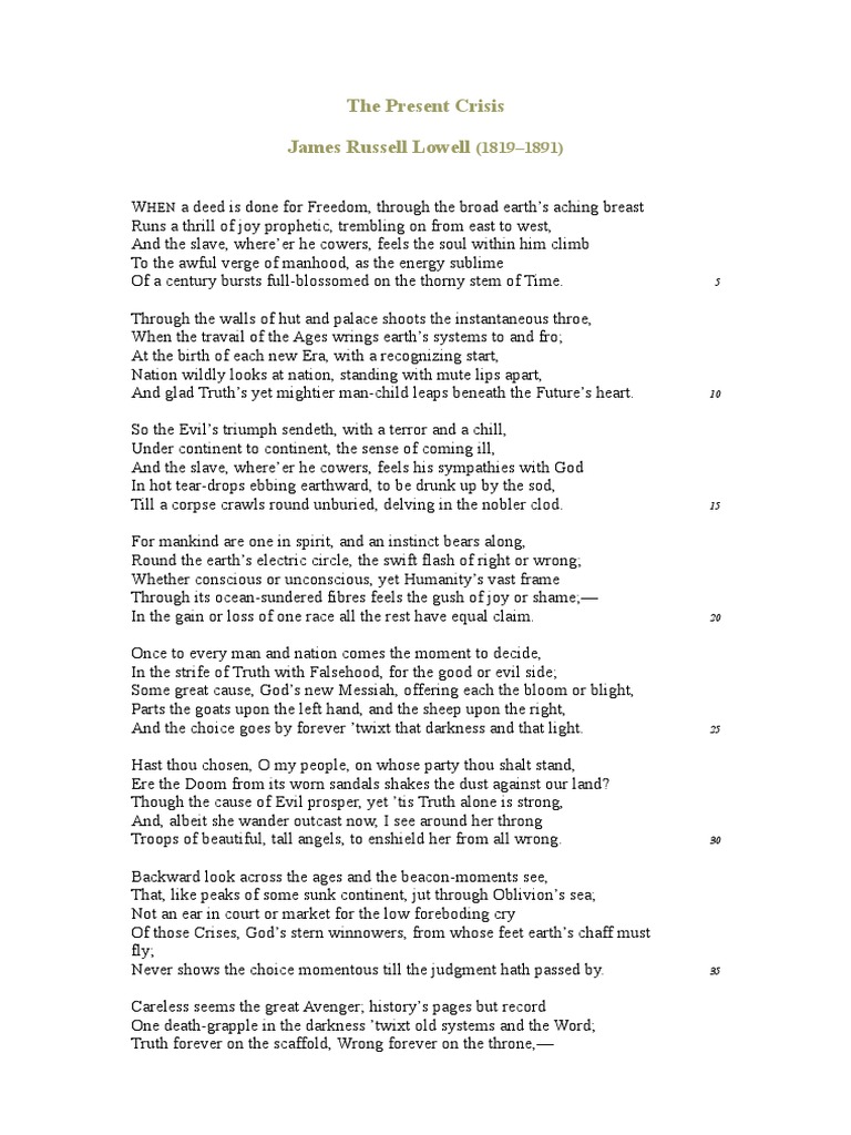 The Present Crisis | PDF | Religion And Belief