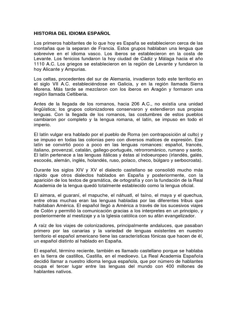 Orígenes y evolución del español | PDF | Lengua española | latín
