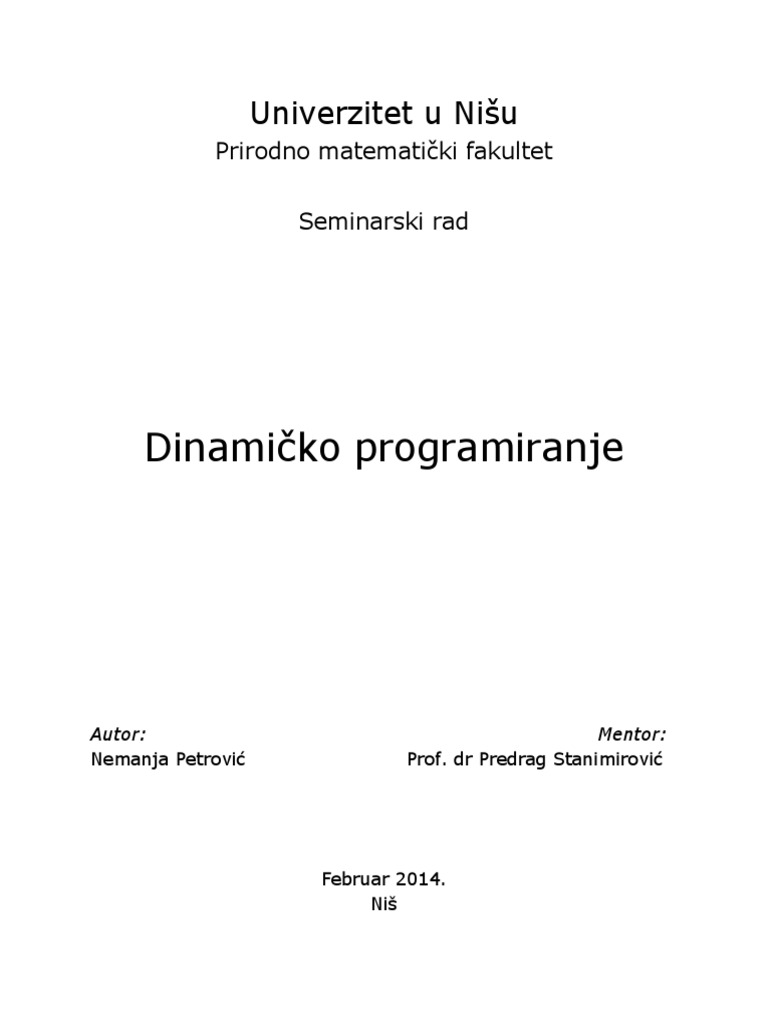 Dinamicko Programiranje | PDF