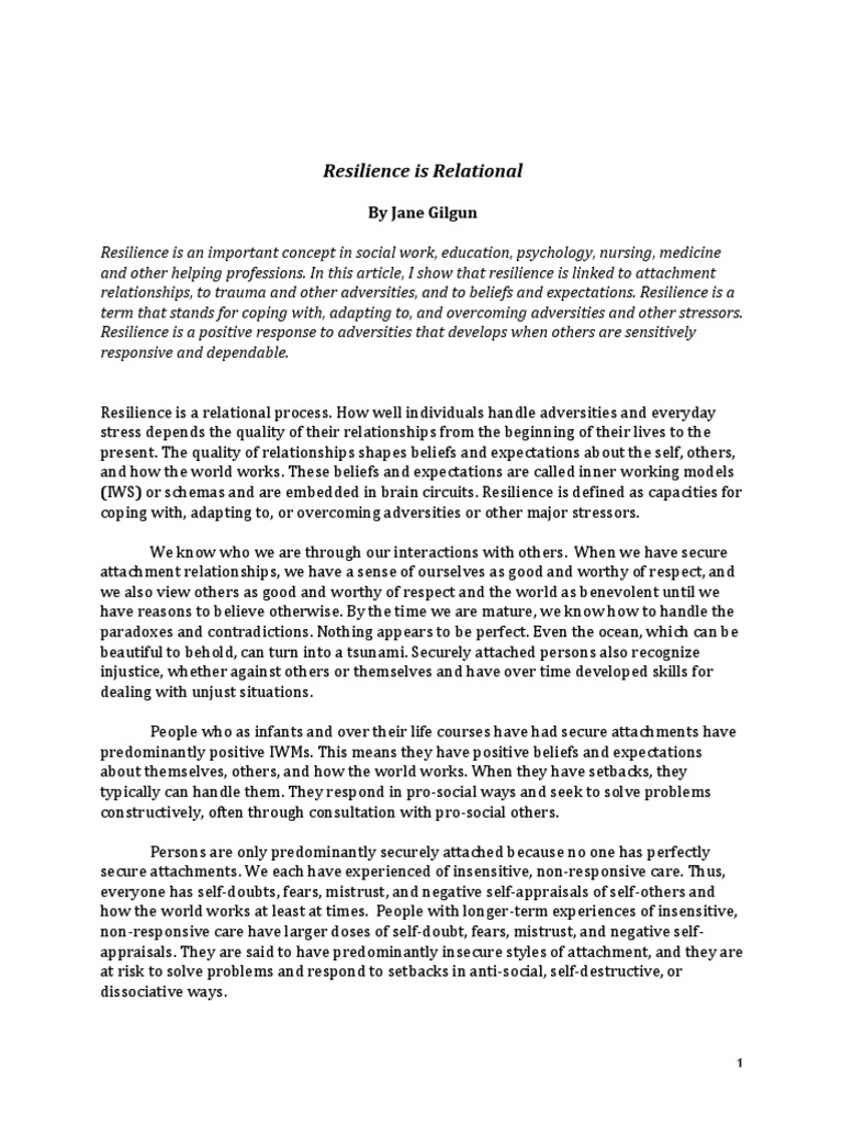 Resilience Is Relational | PDF | Psychological Resilience | Anti Social ...