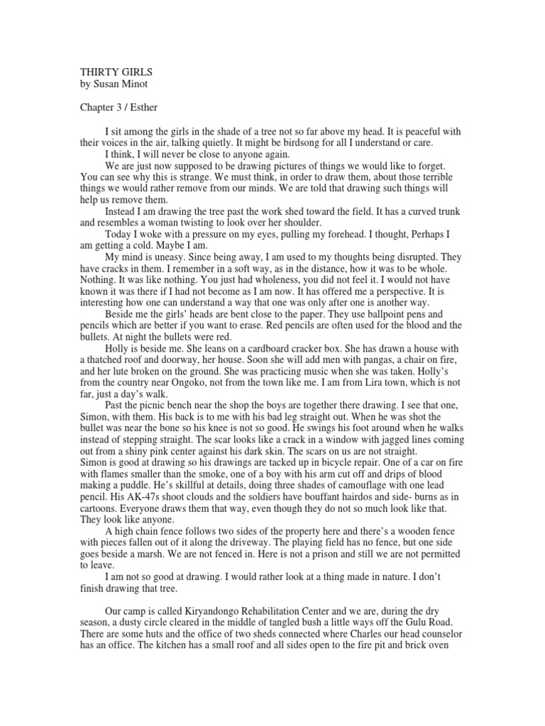Thirty Girls by Susan Minot Chapter 3 / Esther I Sit Among | PDF
